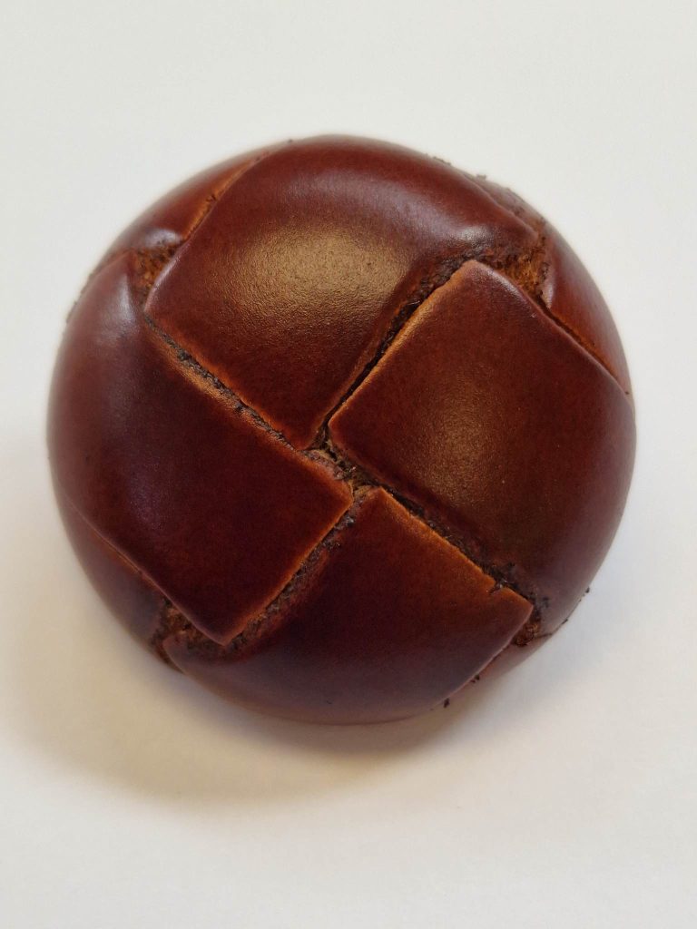Brown Real Leather Football Button - The Button Queen