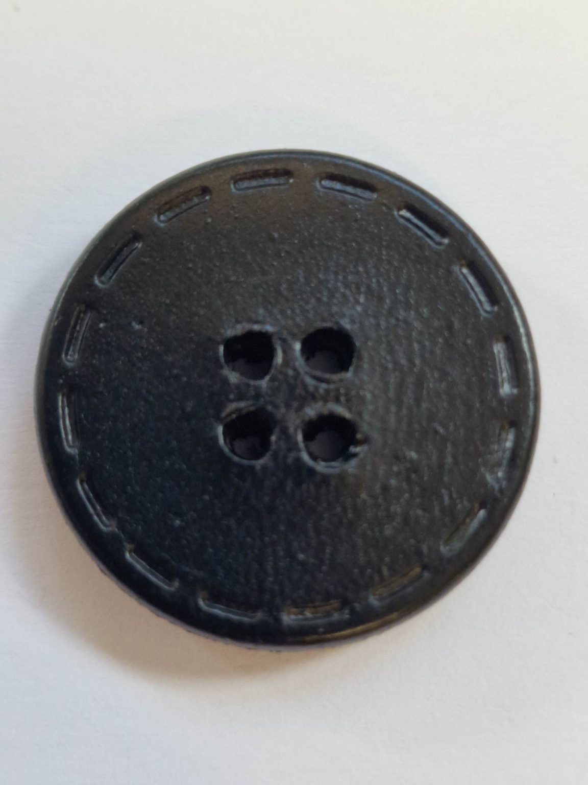 Black 4 Hole Stamped Leather Button - The Button Queen