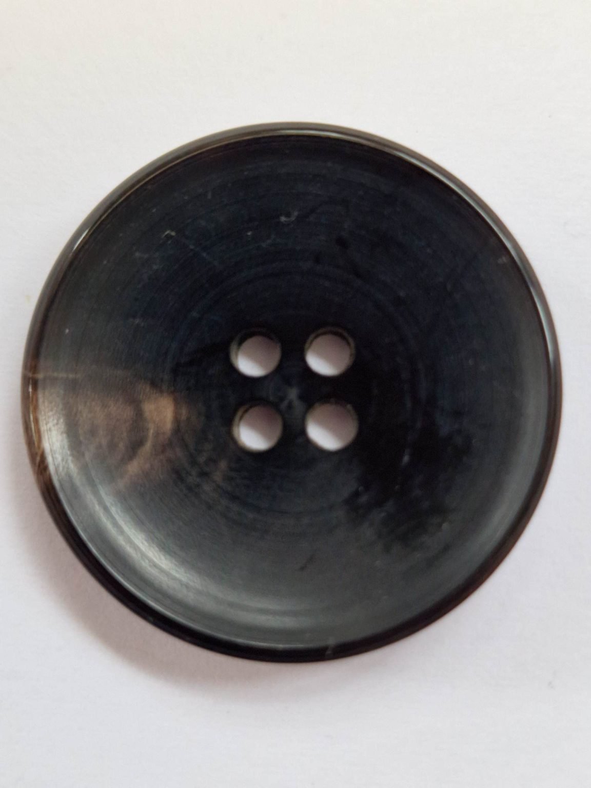 Natural Black 4 Hole Dished Horn Button - The Button Queen