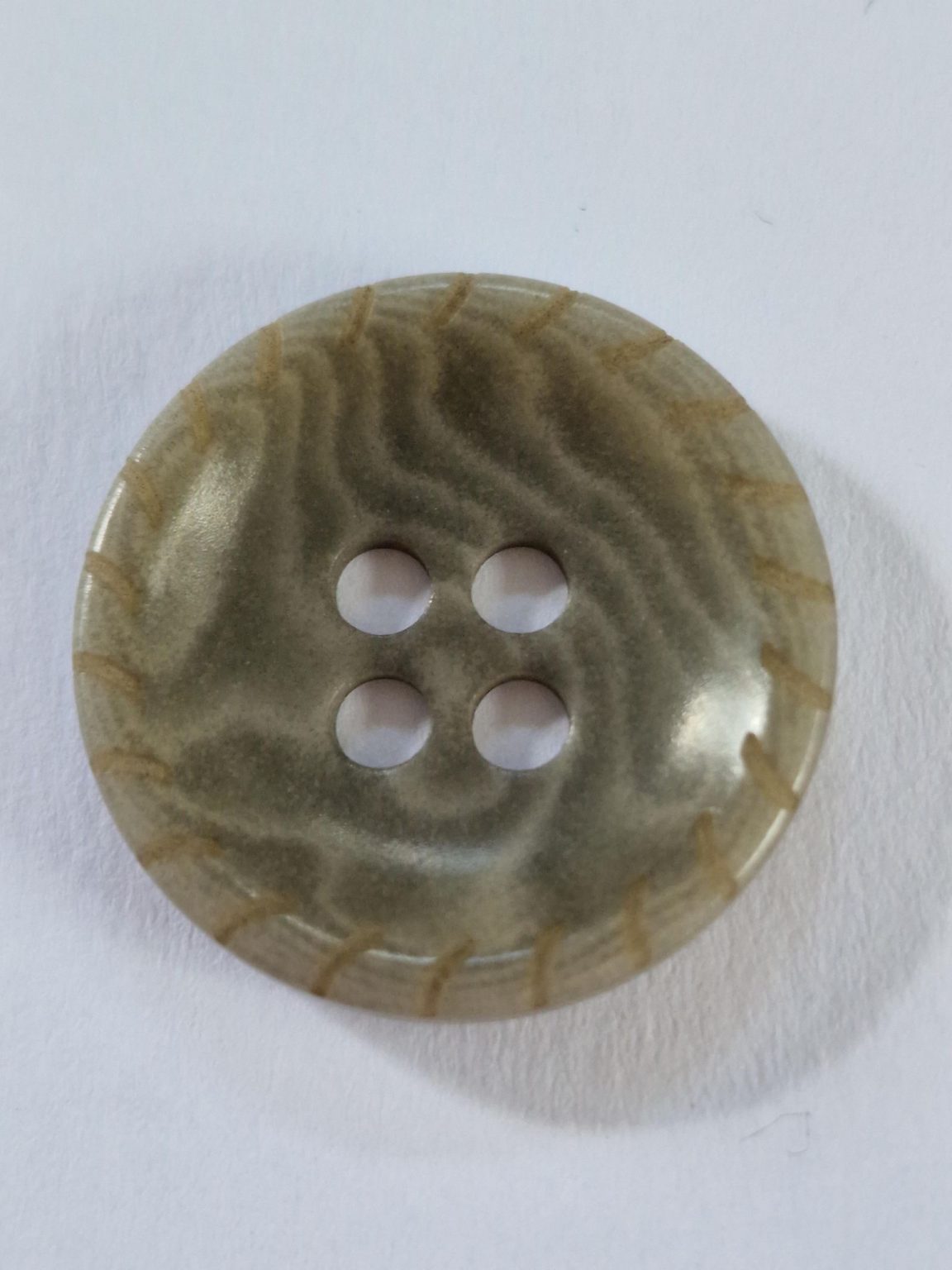 Grey 4 Hole Corozo Fancy Cut Edge Button - The Button Queen