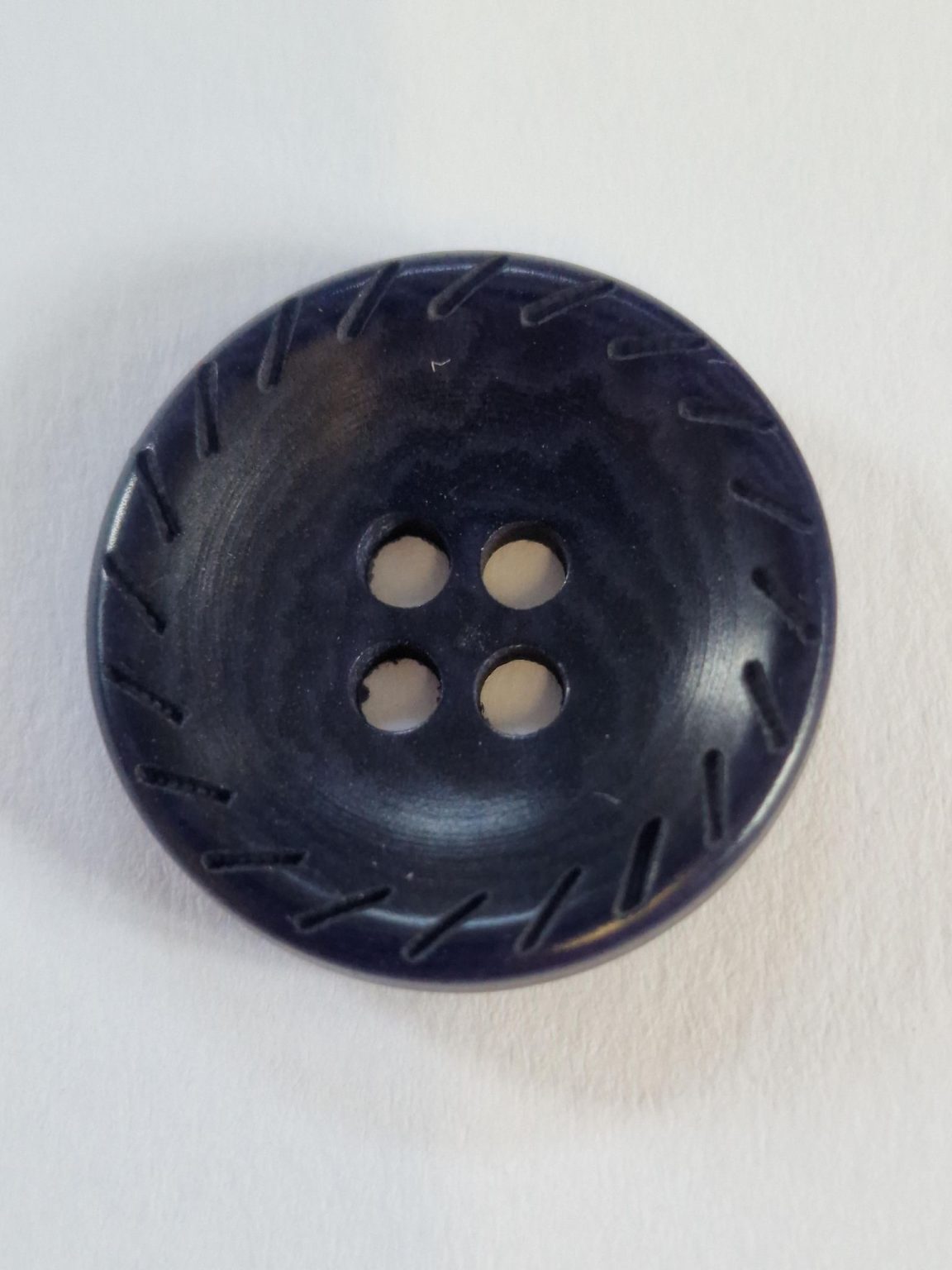 Navy 4 Hole Corozo Fancy Cut Edge Button - The Button Queen