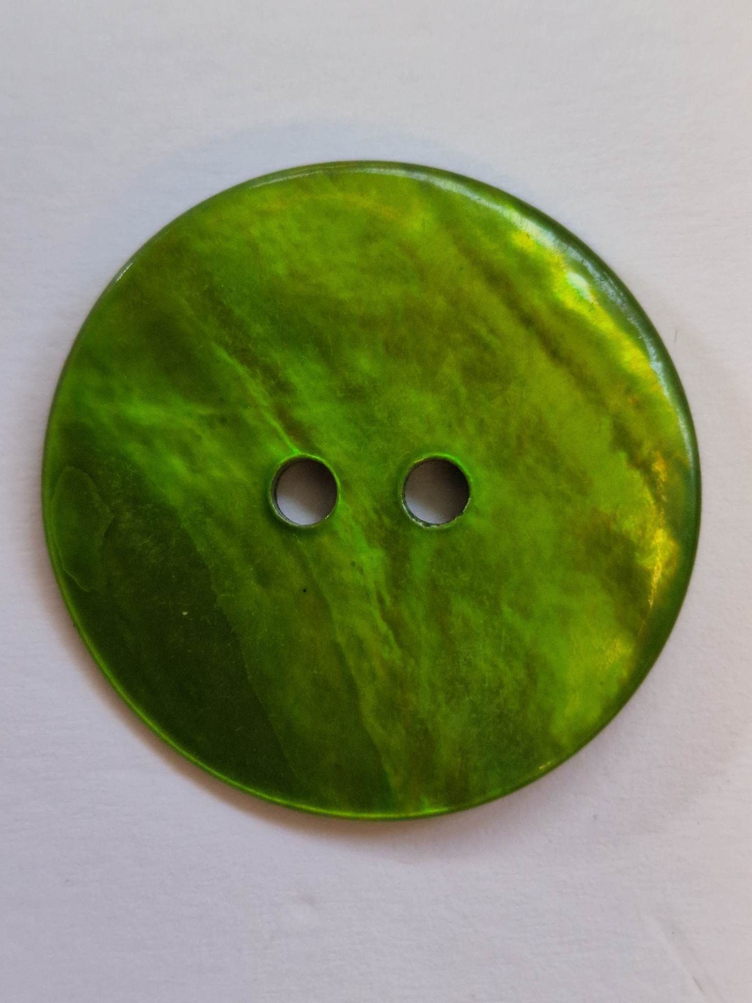 Lime 2 Hole Natural Dyed Akoya Shell Button - The Button Queen