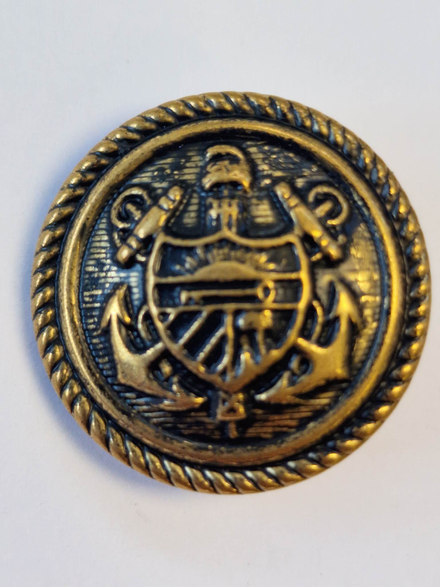 Old Gold Crossed Anchor Button - The Button Queen