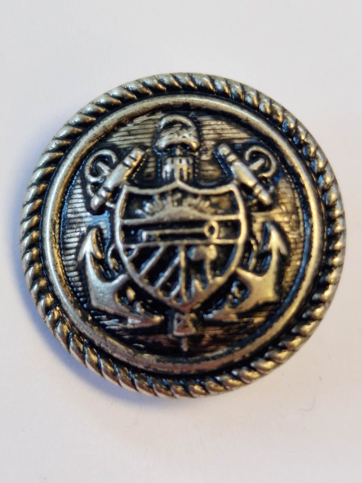 Old Silver Crossed Anchor Button - The Button Queen