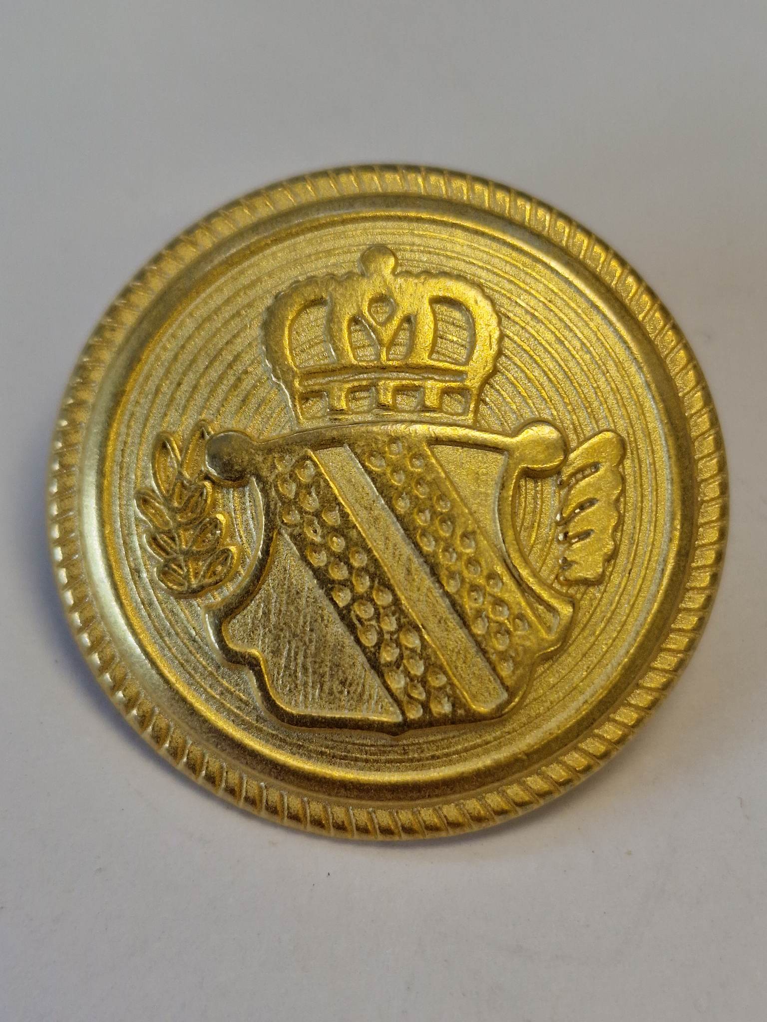 Gold Round Sheild Shanked Button - The Button Queen