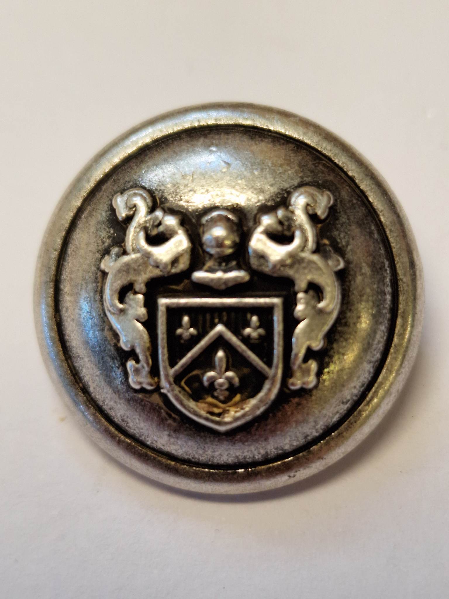 Silver Shield Domed Blazer Button - The Button Queen
