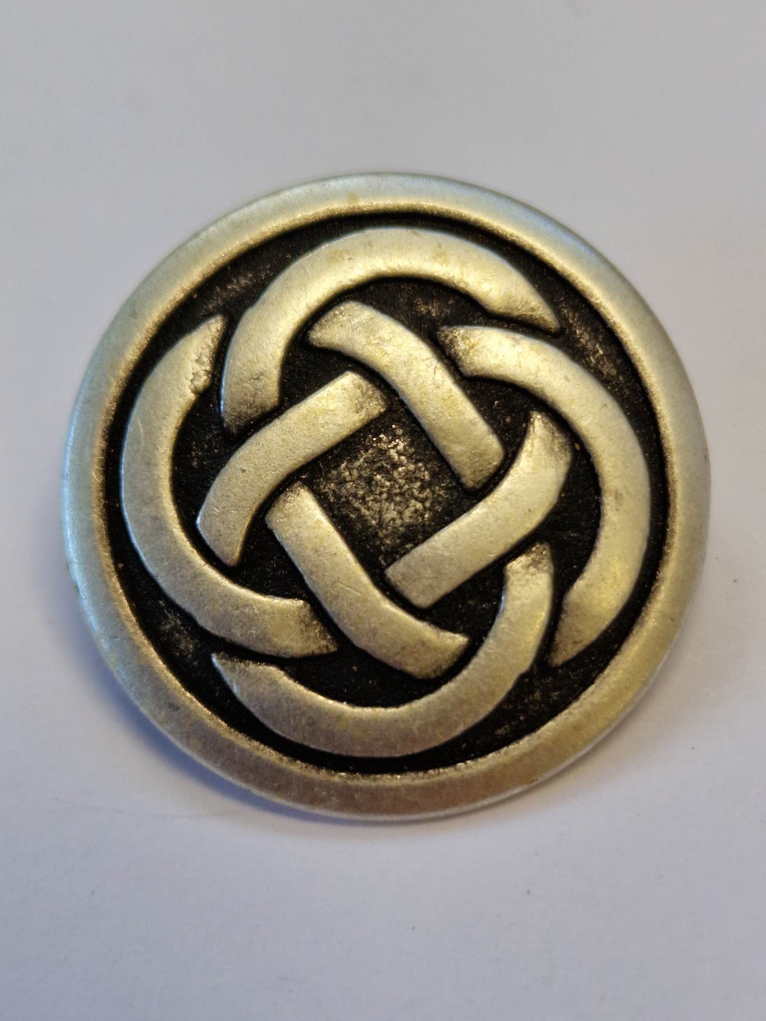 Old Silver Shanked Celtic Plait Button - The Button Queen