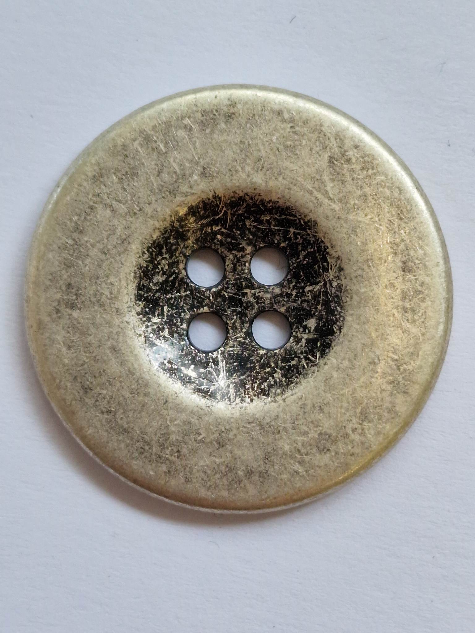 Old Silver 4 Hole Metal Flat Button - The Button Queen