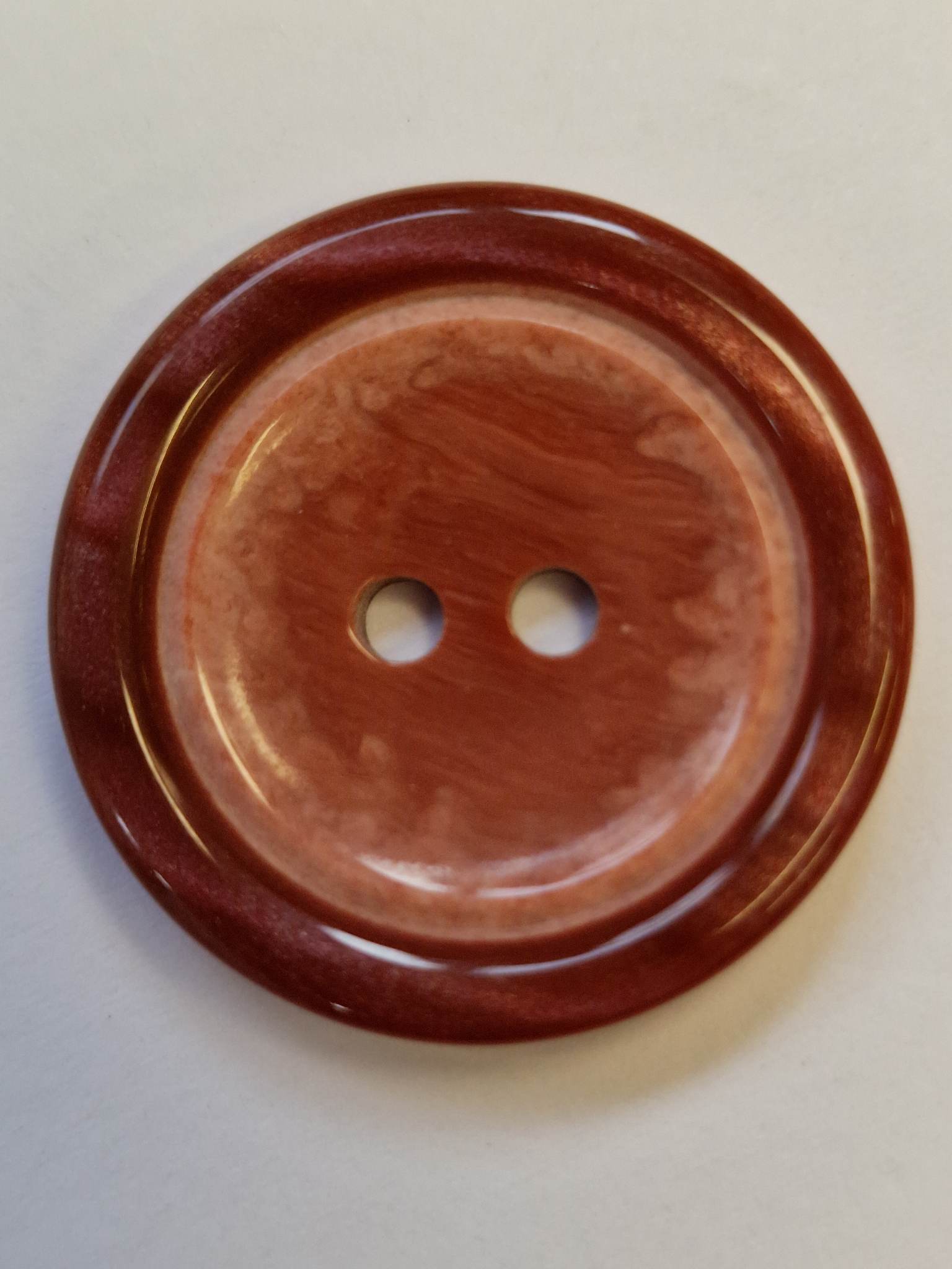 Red 2 Hole Classic Marble Effect Round Button - The Button Queen