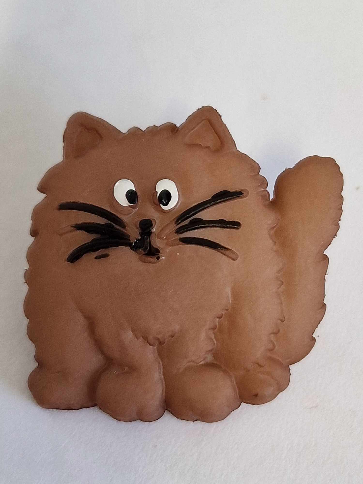 Well Feed Brown Cat Button - The Button Queen