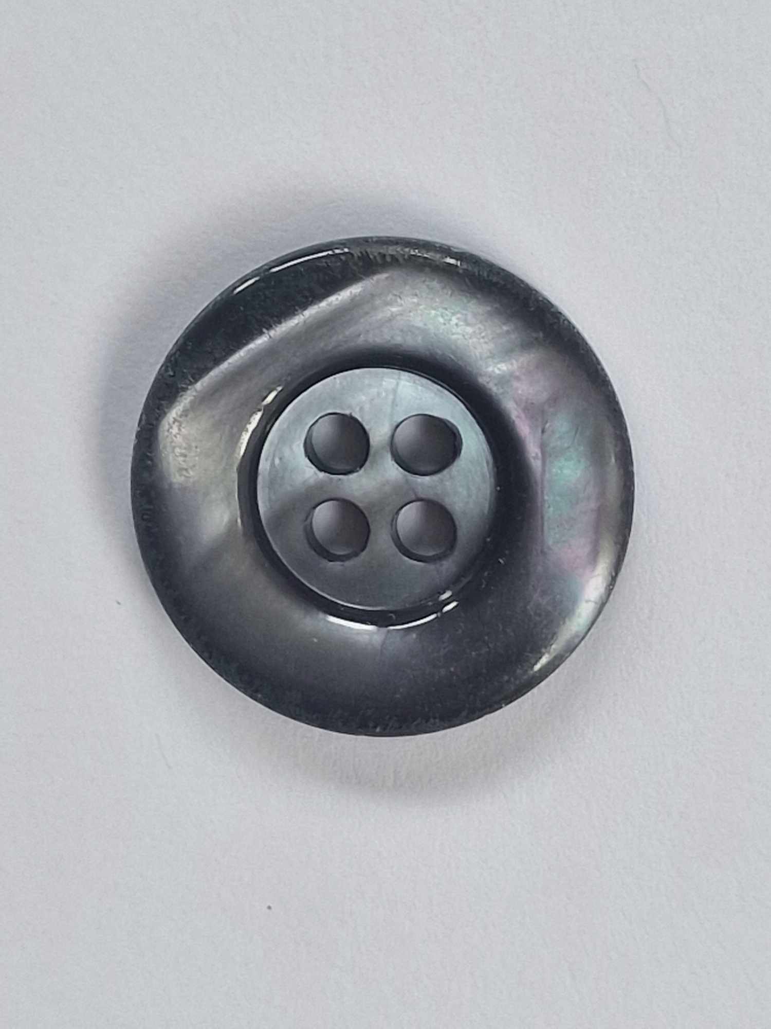 Grey Wide Rim 4 Hole Trocus Shell Button - The Button Queen