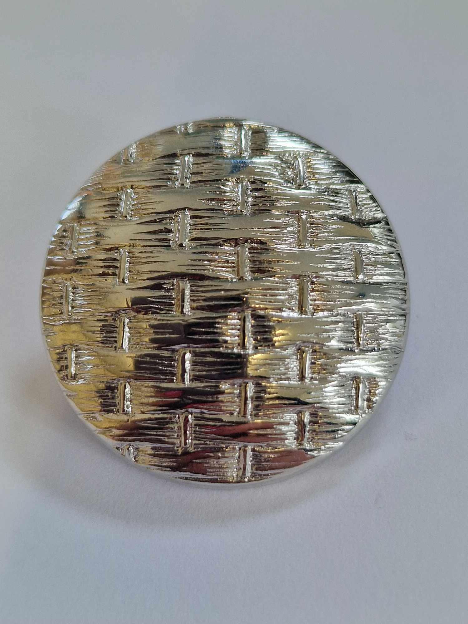 Metal Bright silver Basketweave Button - The Button Queen