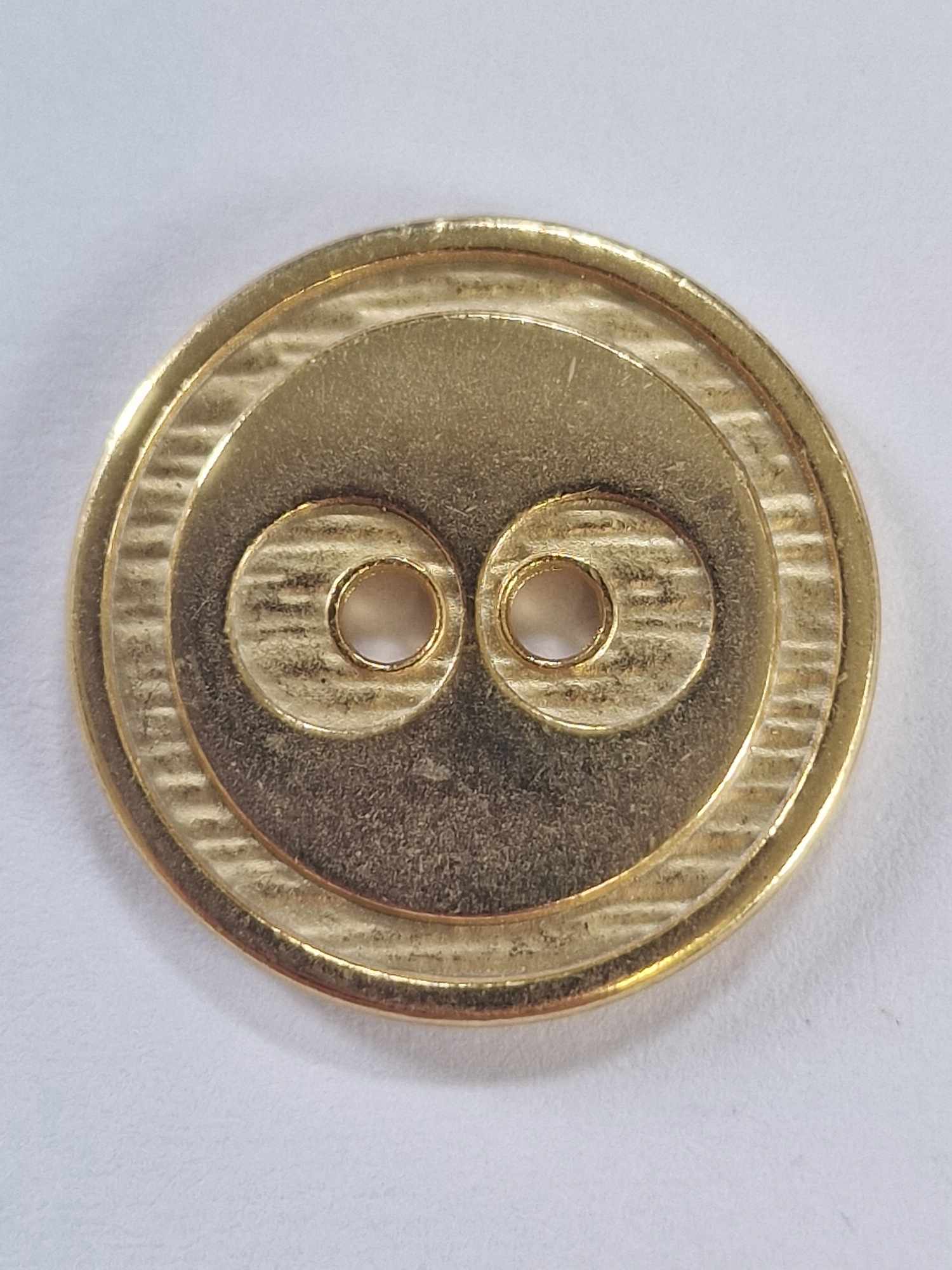 2 Hole Gold Indented Button - The Button Queen