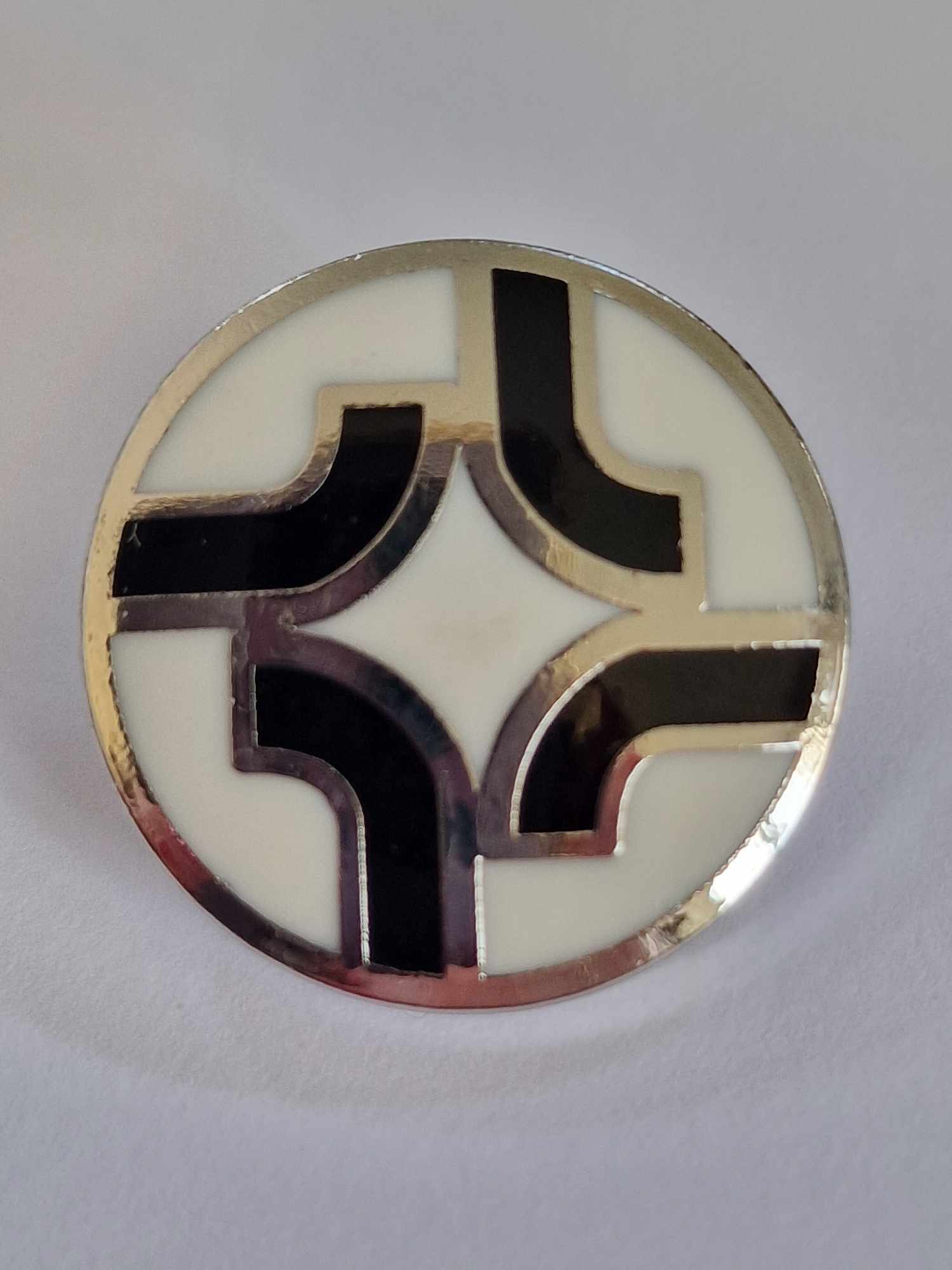 White & Silver Modern Enamel Blazer Button - The Button Queen
