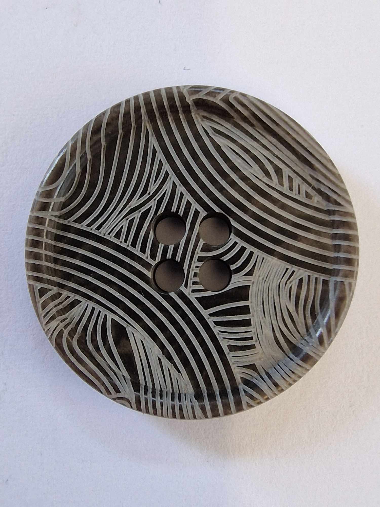 Grey 4 Hole Lasered Patterned Corozo - The Button Queen