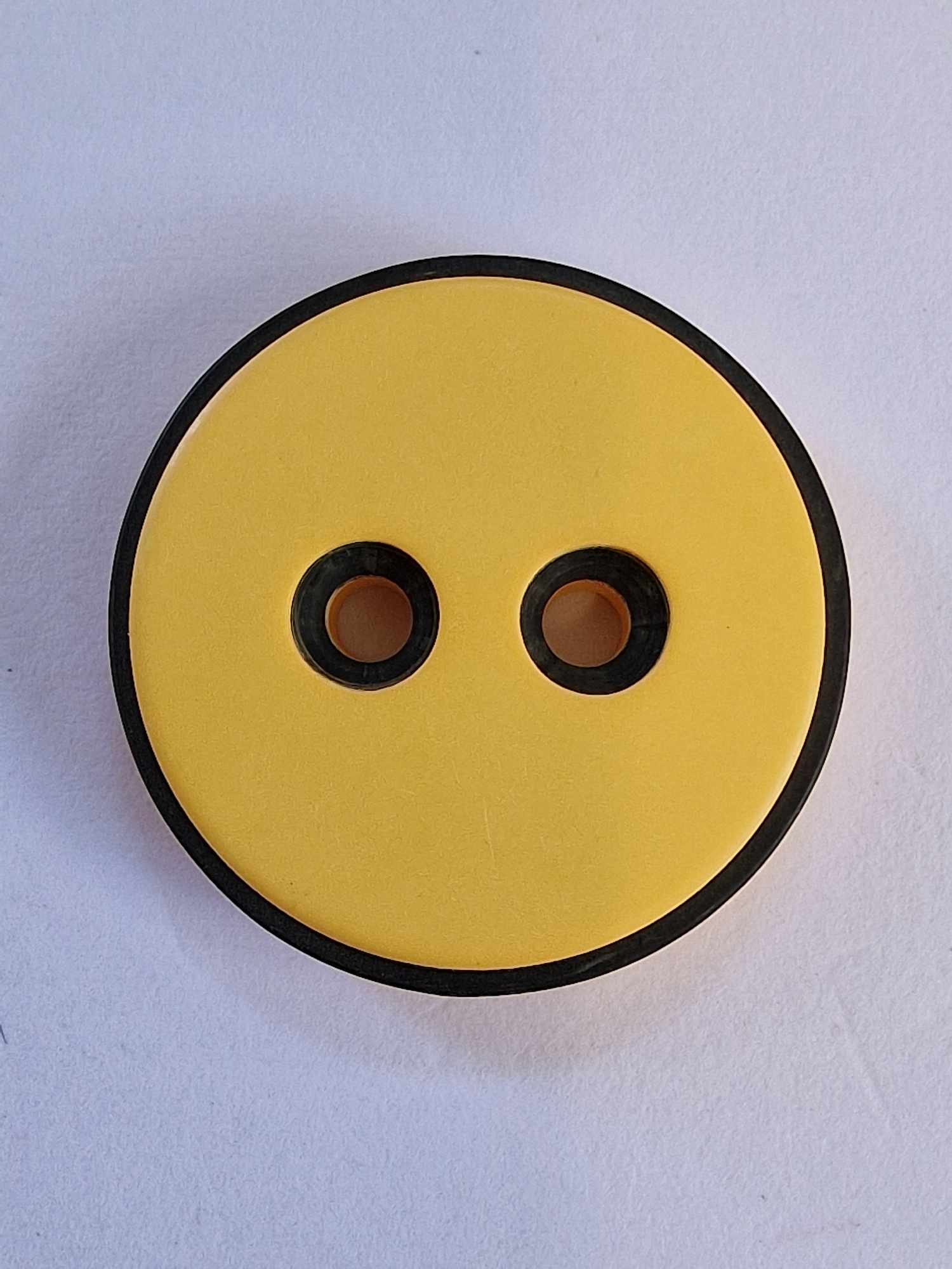 Yellow Large 2 Hole Black Rim Button - The Button Queen