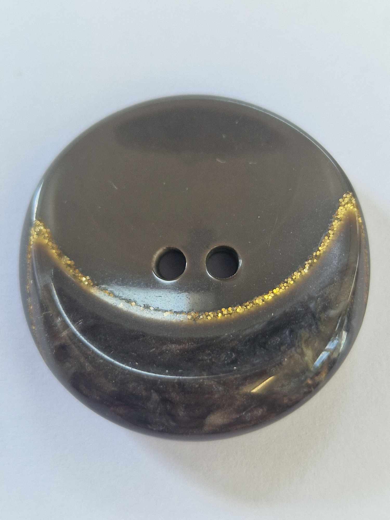 Grey and Gold Glitter Button 2 Hole - The Button Queen