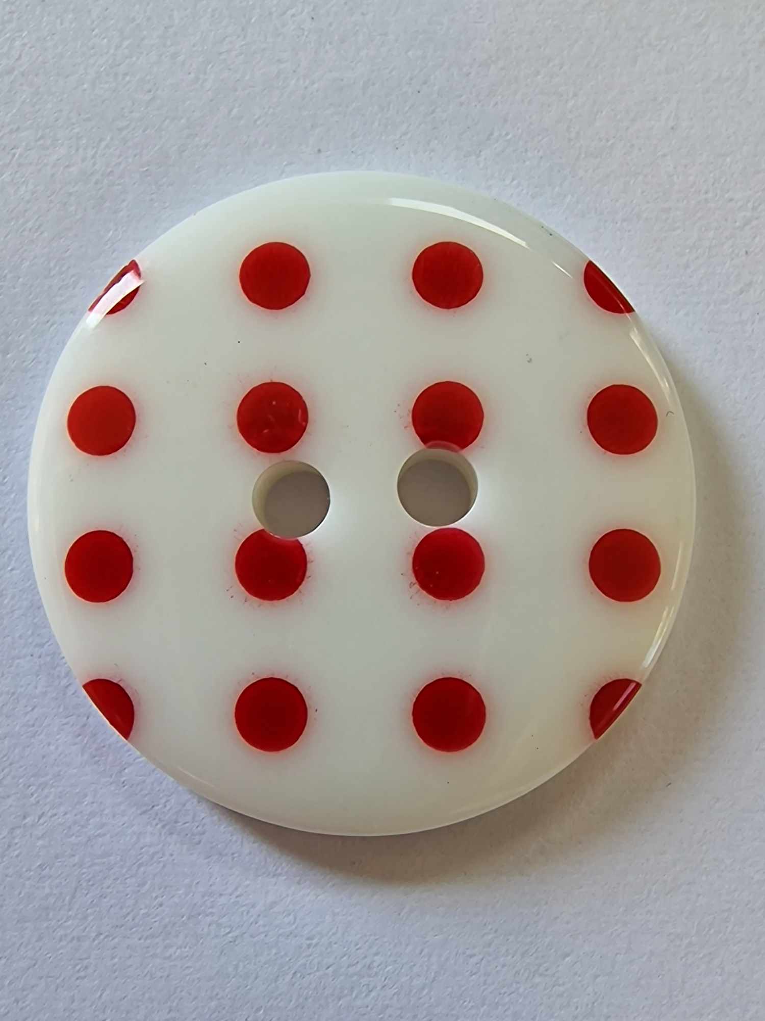White With Red Polka Dot Button - The Button Queen