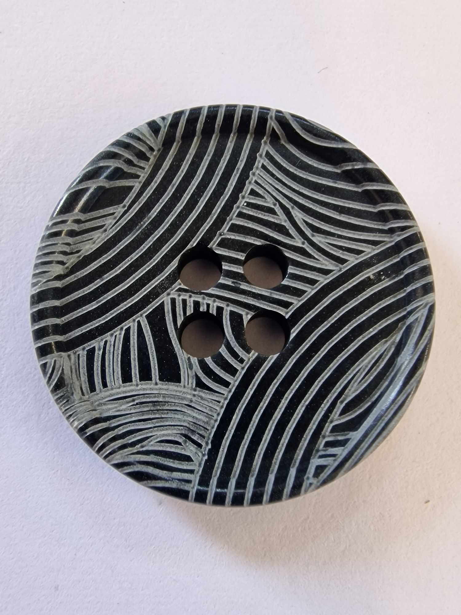 Navy Lasered Patterned Corozo, UK Made - The Button Queen