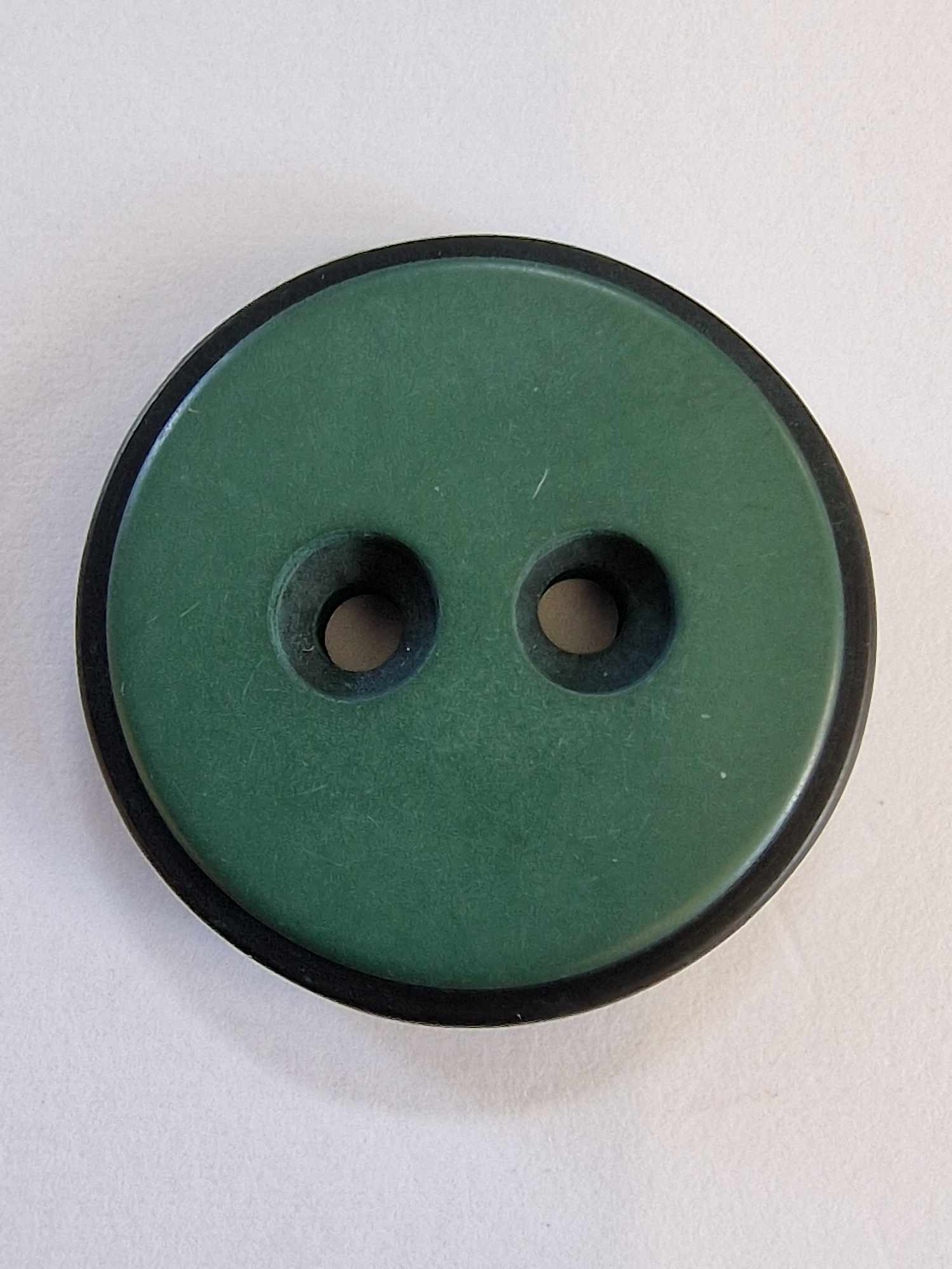 Green Large 2 Hole Black Rim Button - The Button Queen