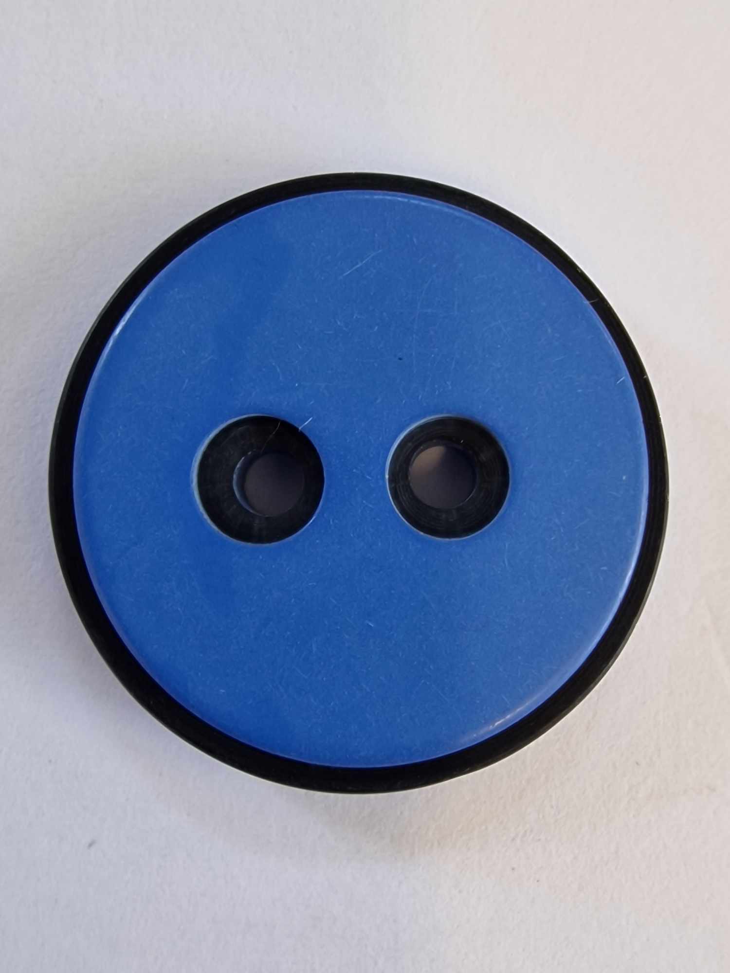 Dark Blue Large 2 Hole Black Rim Button - The Button Queen