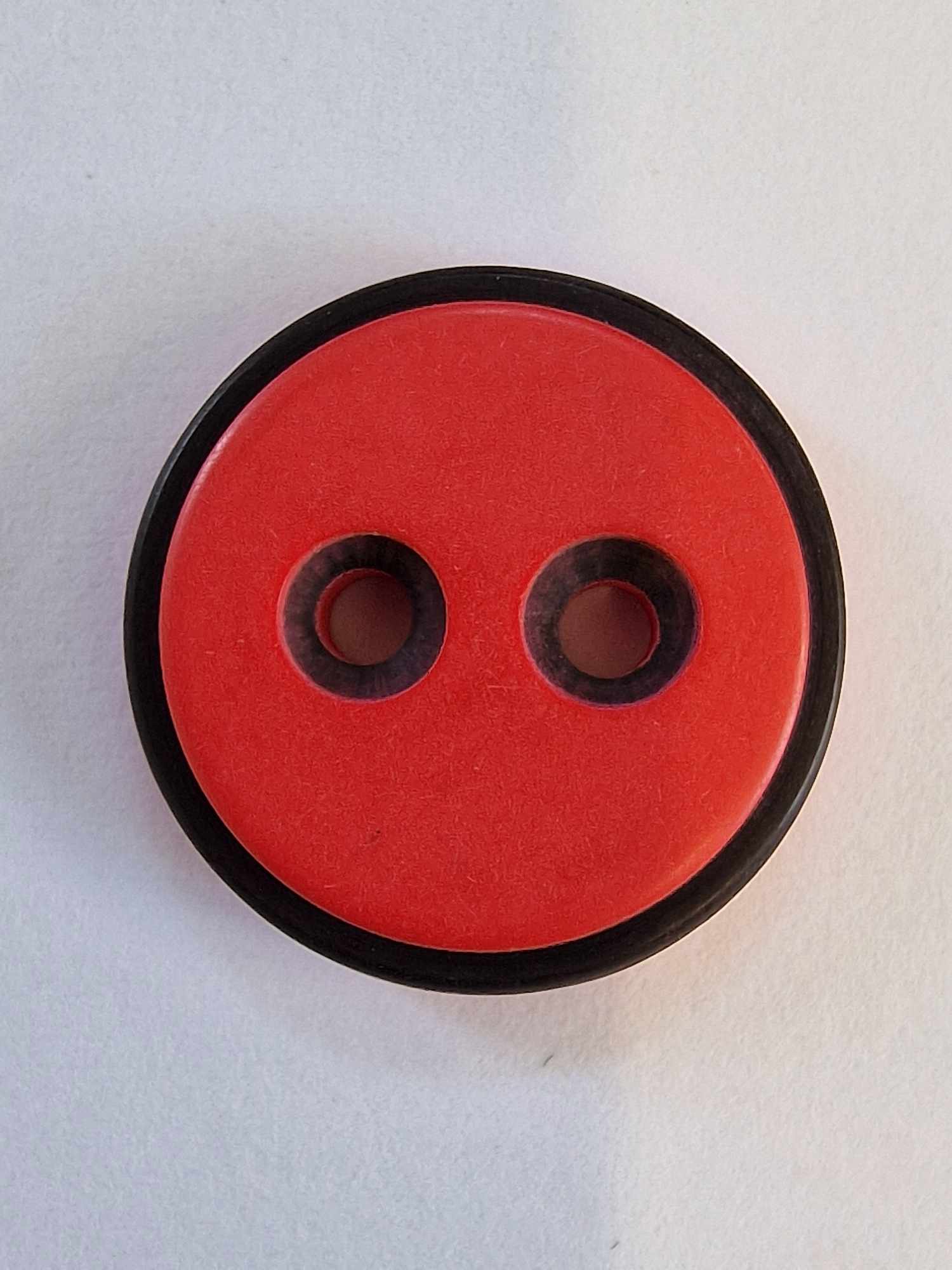 Red Large 2 Hole Black Rim Button - The Button Queen