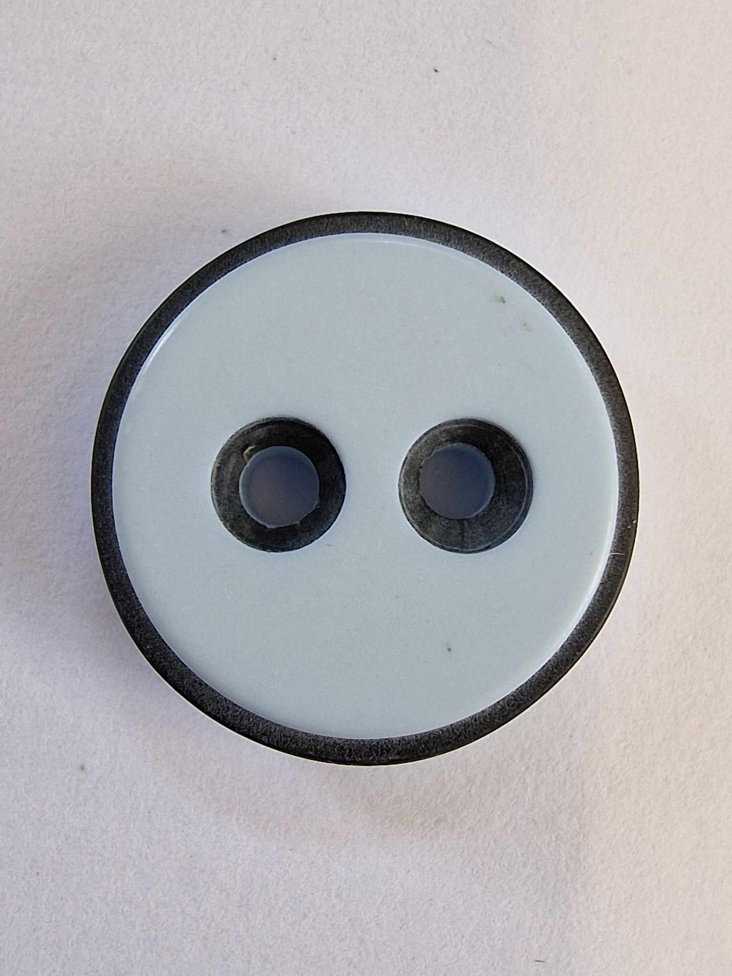 Light Blue Large 2 Hole Black Rim Button - The Button Queen