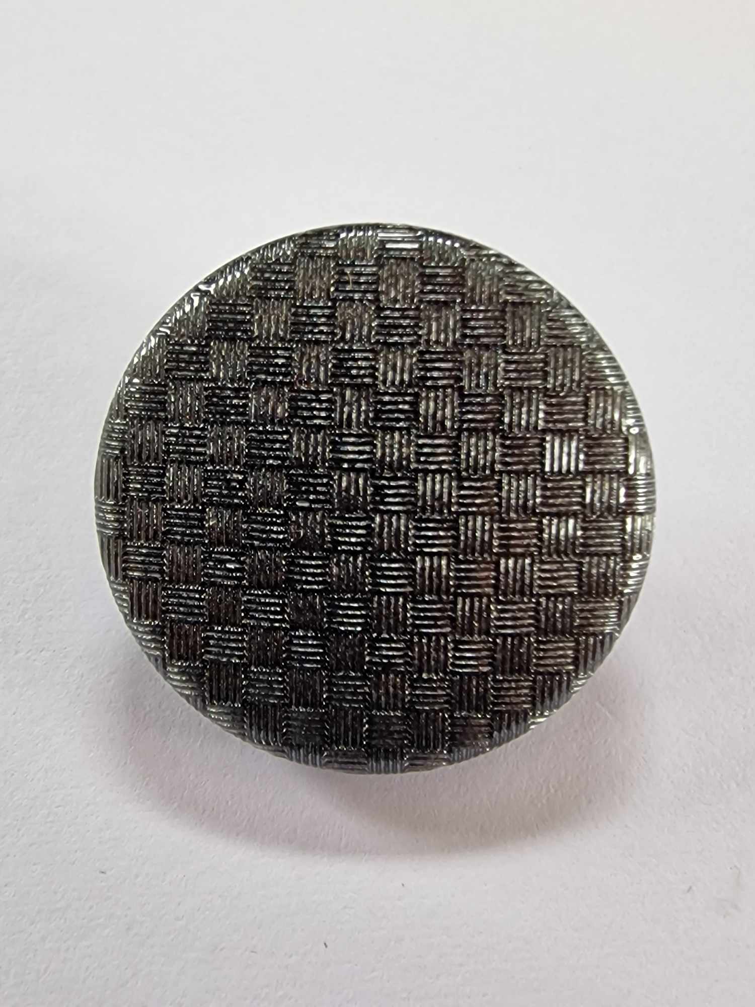 Dark Silver Basket Weave Button - The Button Queen