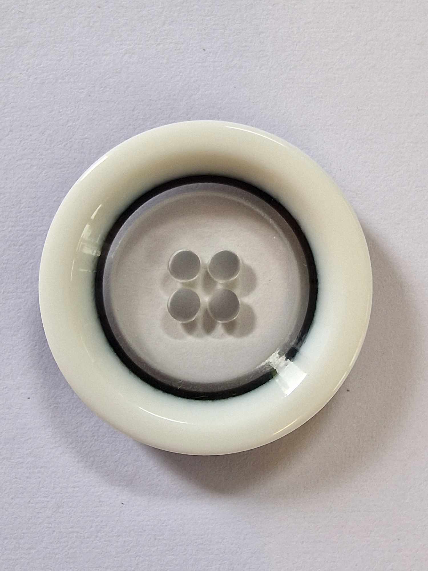 4 Hole Clear With White Rim Button - The Button Queen