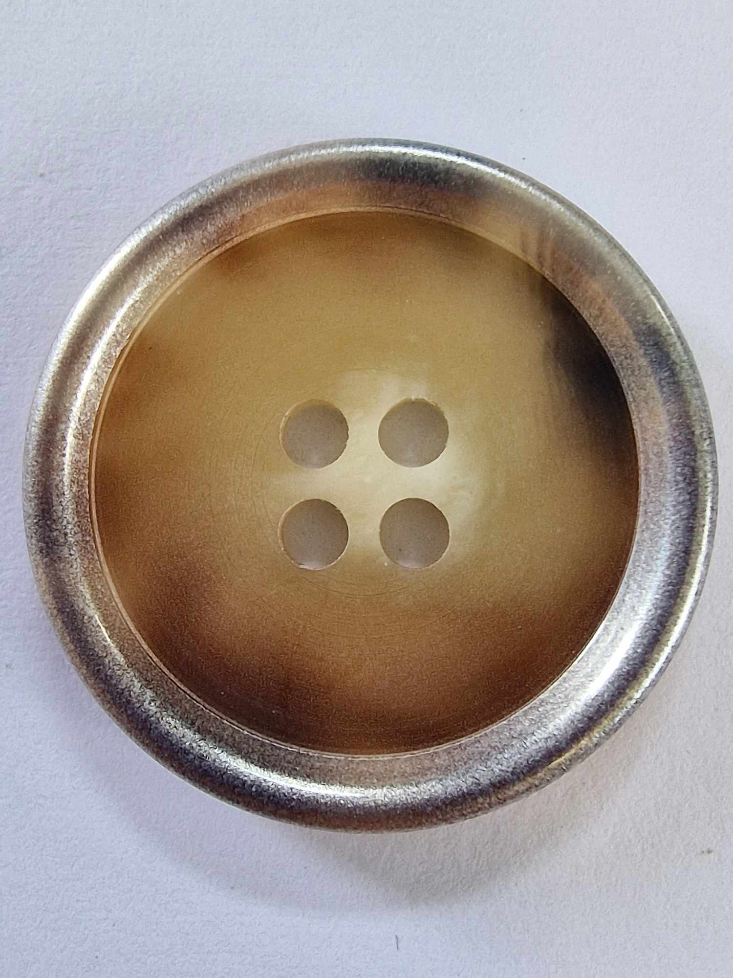 Brown 4 Hole With Silver Rim Button - The Button Queen