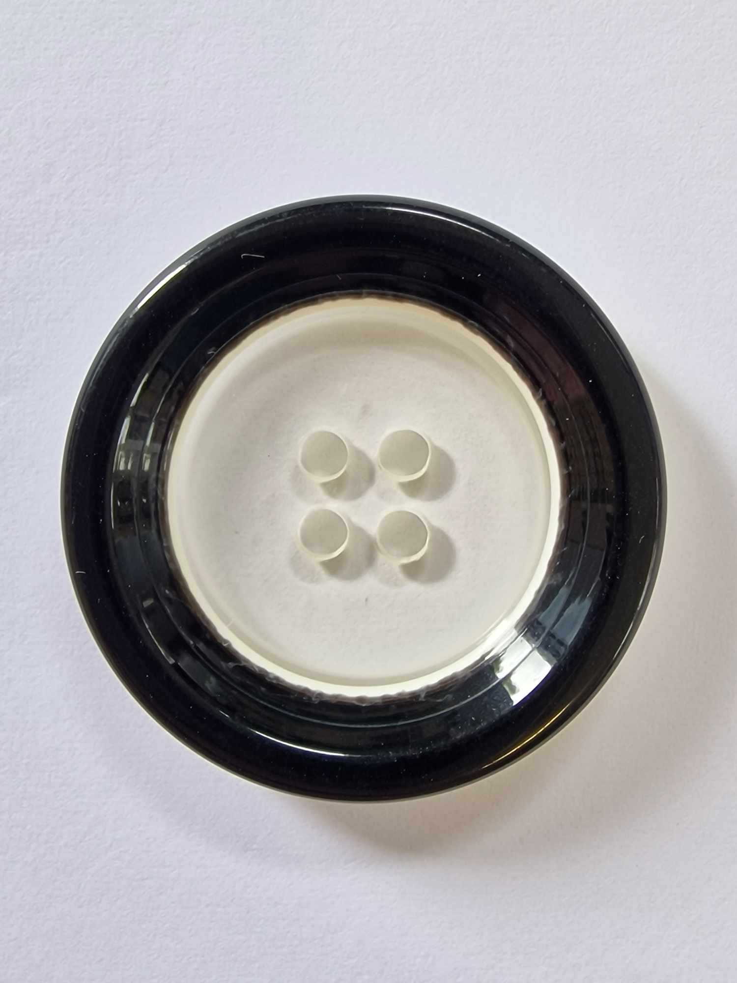 4 Hole Clear With Black Rim Button - The Button Queen