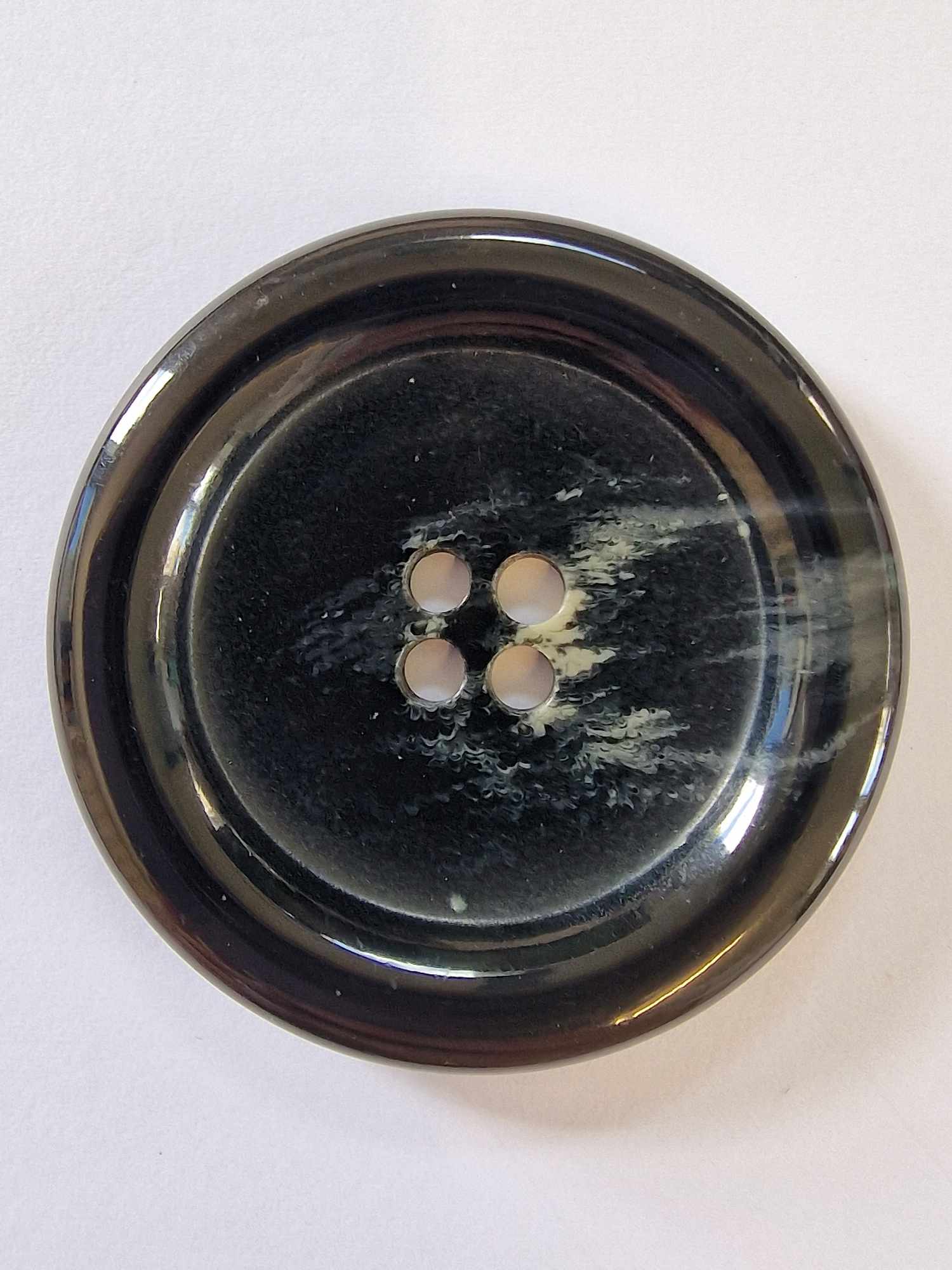 Black & Grey 4 Hole Coat Button - The Button Queen