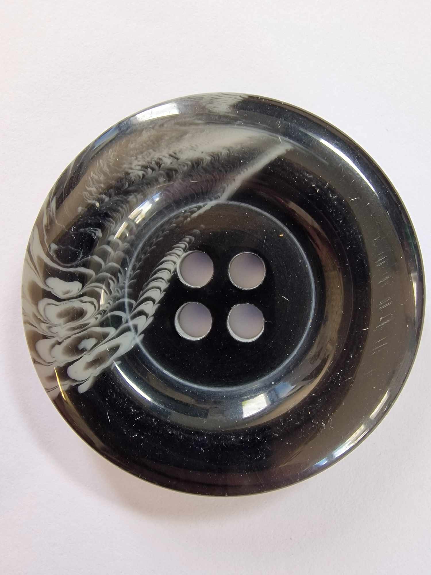 Black Oversized Rimed 4 Hole Classic Button - The Button Queen