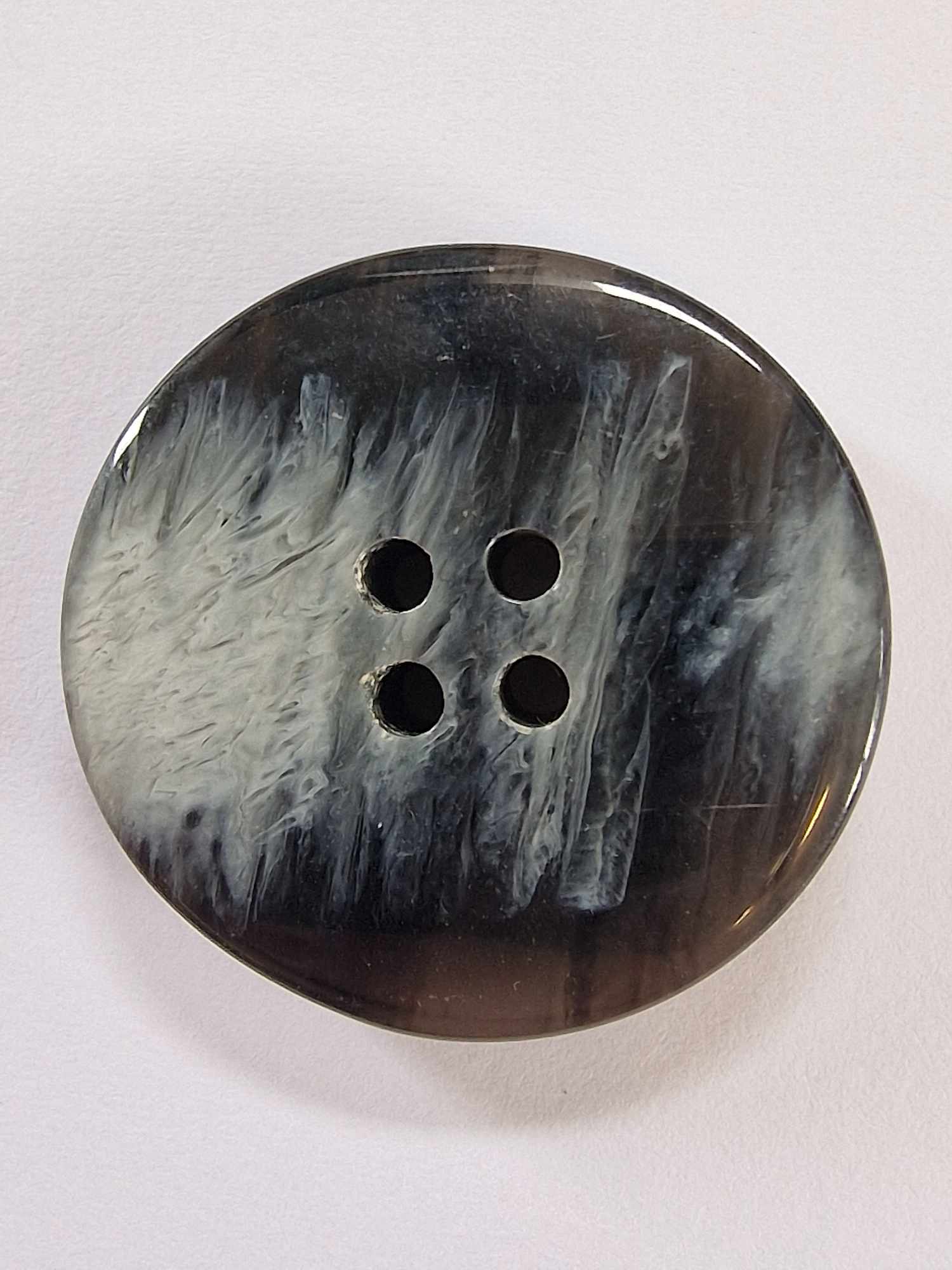 Black & Grey 4 Hole Slightly domed Button - The Button Queen