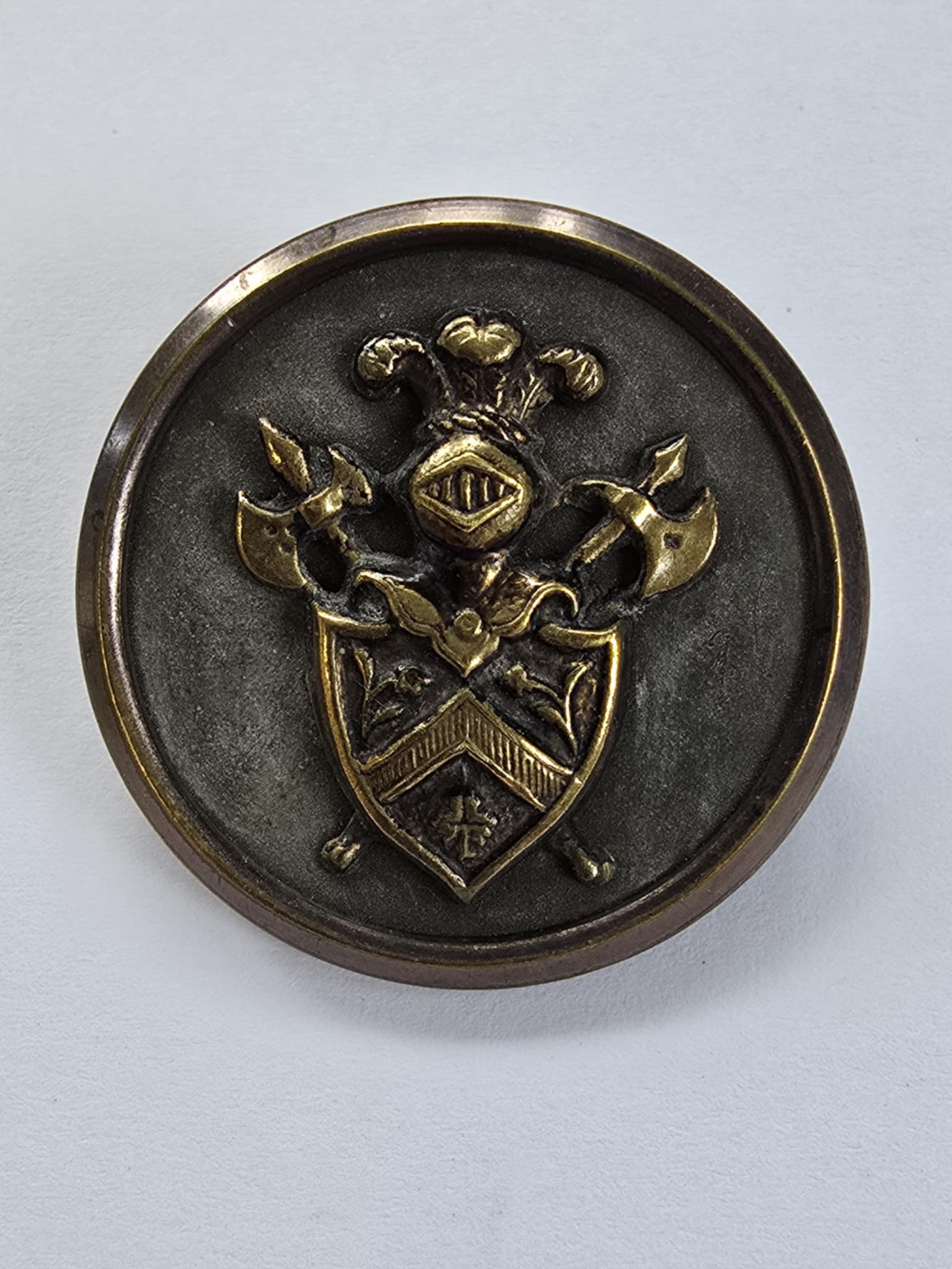 Mock Heraldic Design Button Circa 1880's - The Button Queen